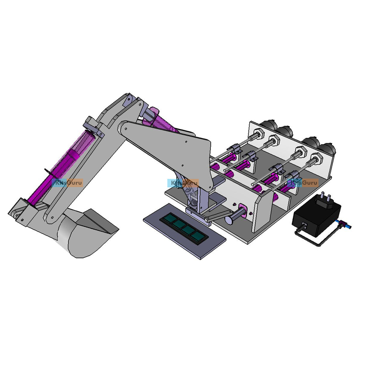 Mechanical Project : Four Axis hydraulic JCB using Syringe with Motor